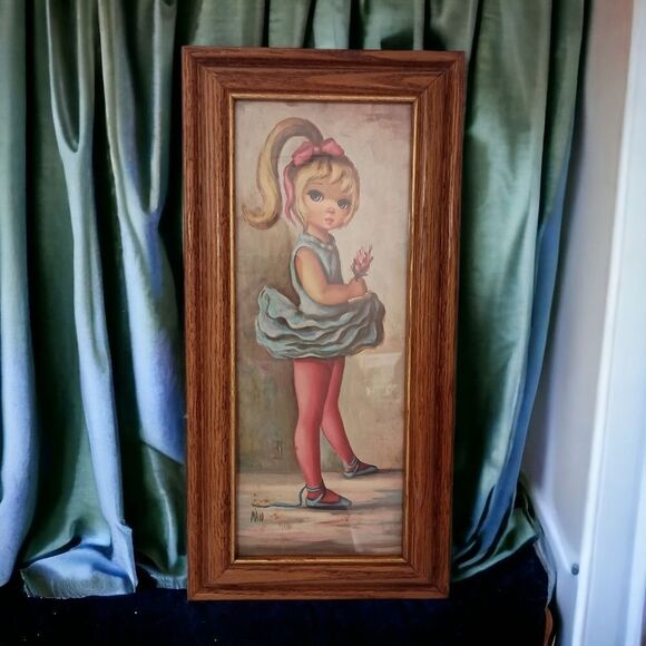 Jean Maio | Accents | Vintage Maio Bigeyed Ballerina Wood Framed Print ...